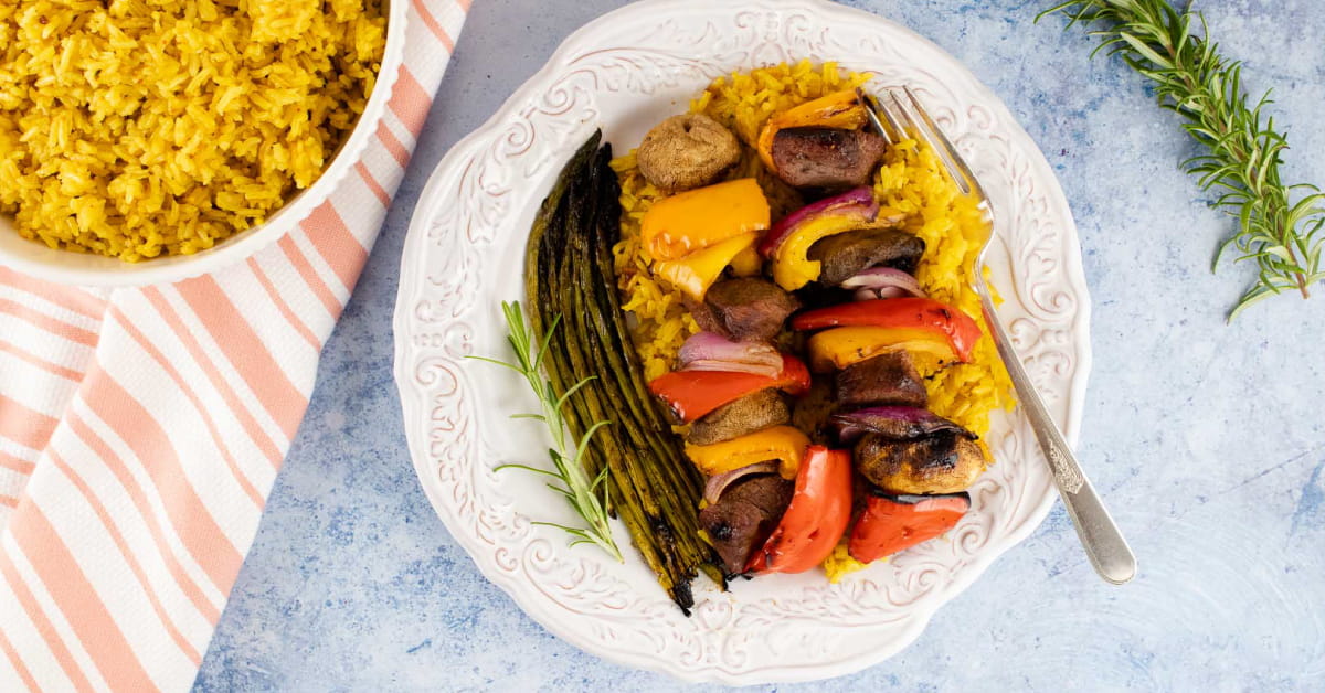 Beef Kabobs over Yellow Rice – Add Salt & Serve